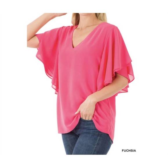 Zenana Outfitters | Tops | New Zenana Double Layer Chiffon Top In ...